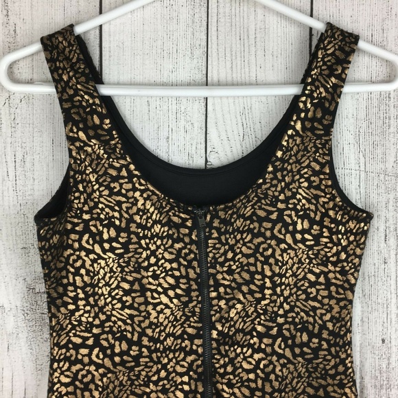 Forever 21 | Dresses | Forever 2 Black Gold Leopard Print Body Dress ...